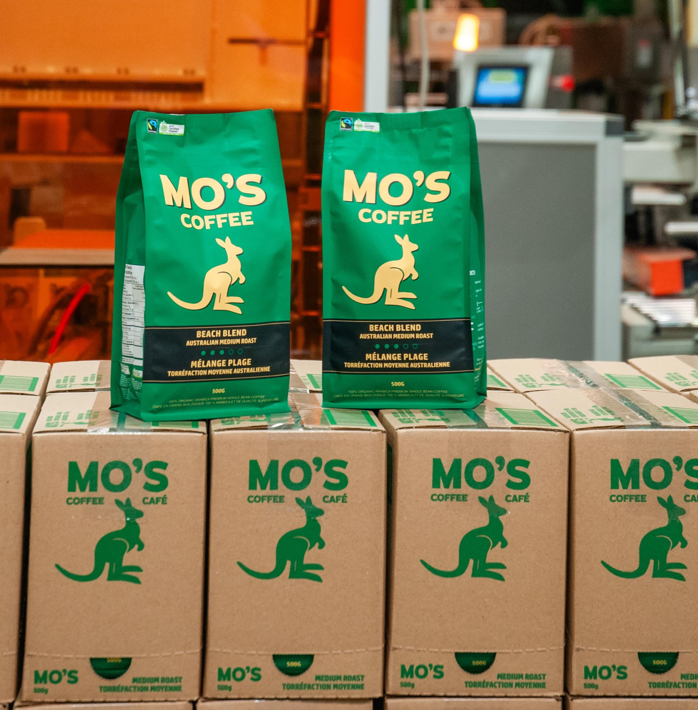 Beach Blend (Whole Bean) — SMALL CASE 4 x 250g – MO'S Coffee